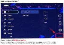 MAG 271QPX QD-OLED firmware update to last version from FW0.10 | MSI Global English Forum